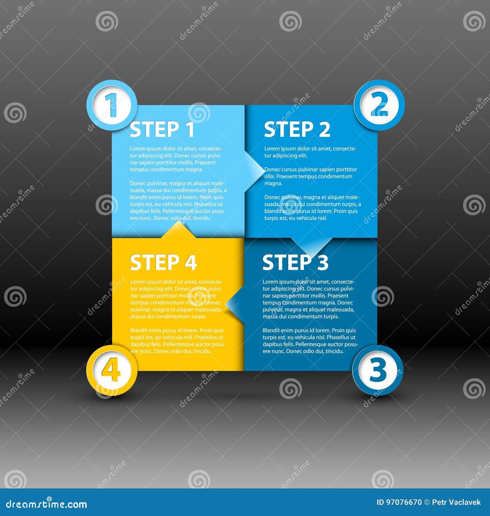 One Two Three Four - Vector Paper Progress Steps Stock Vector ...