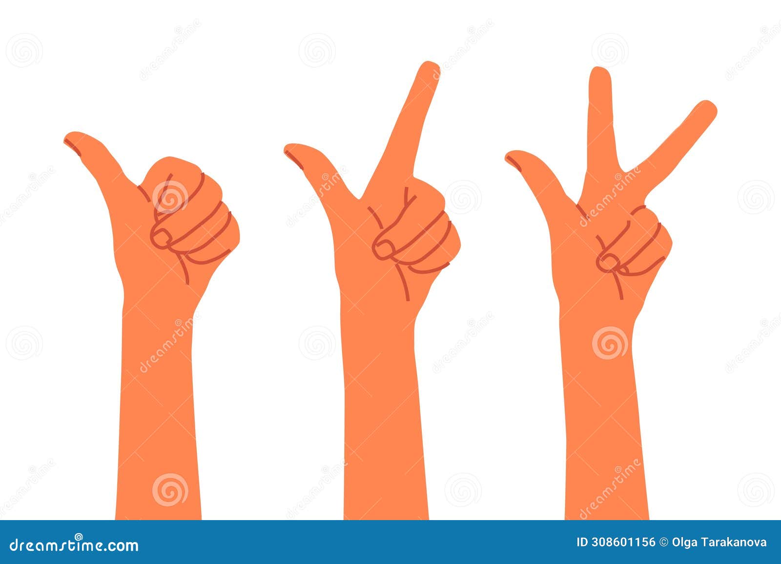 One two three hand gesture stock illustration. Illustration of gesture ...
