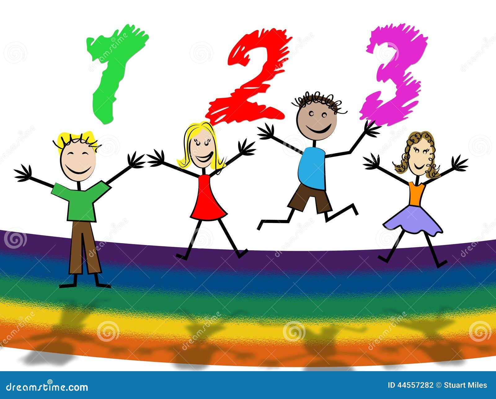 One Two Three Indicates Counter Numbers and Learn Stock Illustration ...