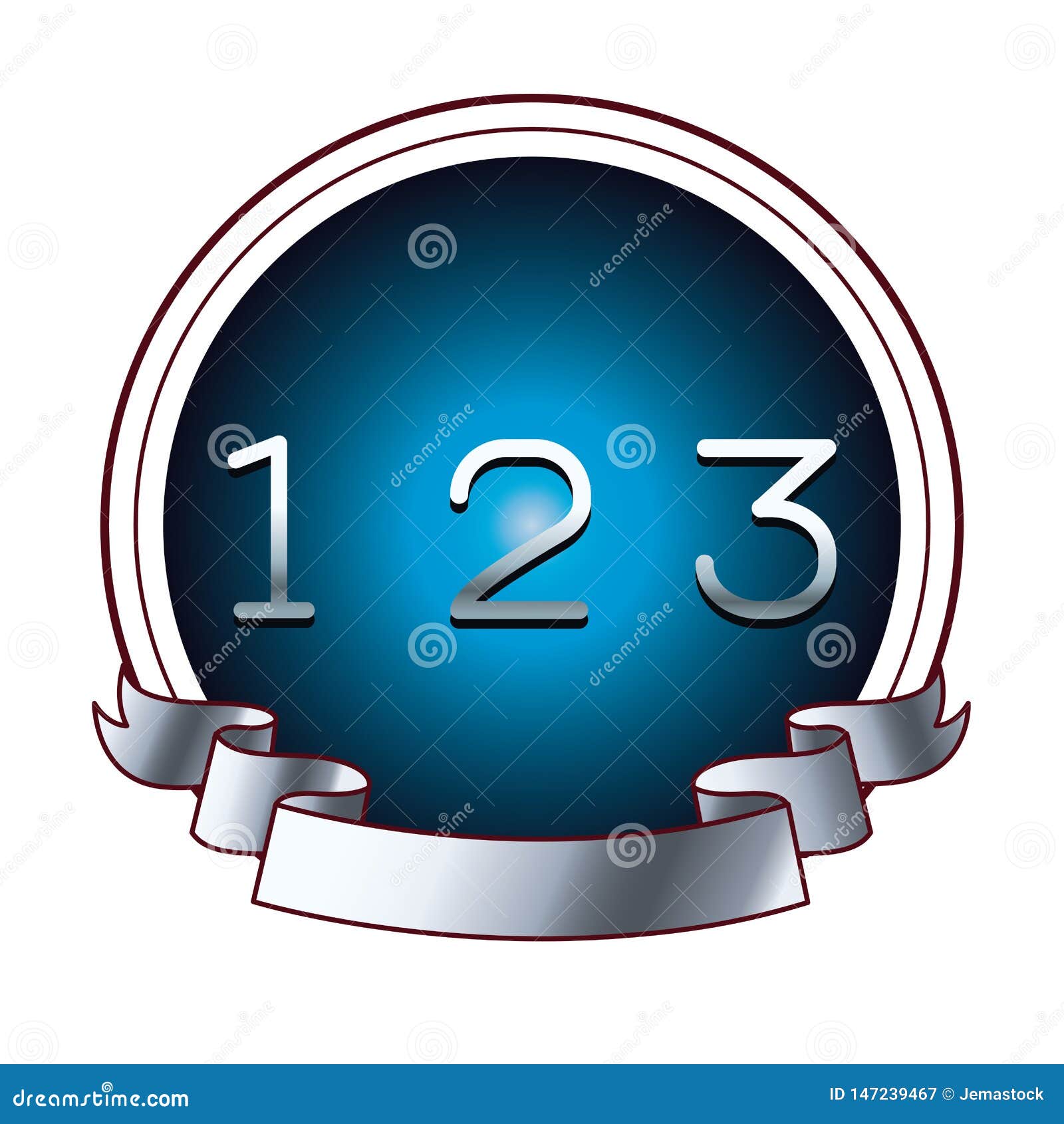 One Two and Three Numbers on Round Label Stock Vector - Illustration of ...