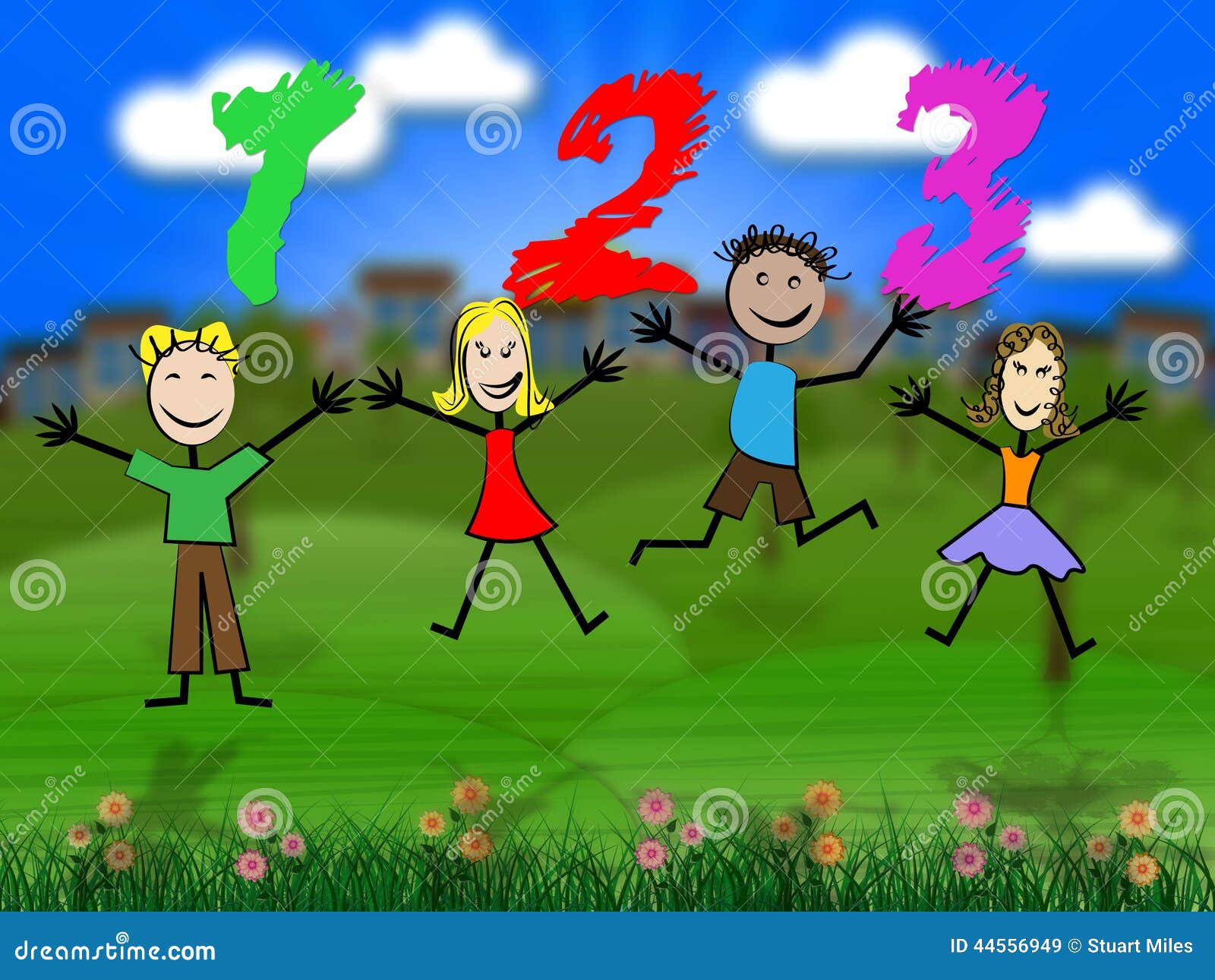 One Two Three Represents Learn Arithmetic and Number Stock Illustration ...