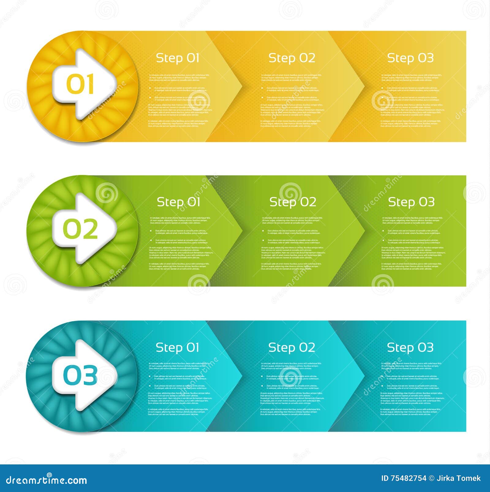 One Two Three - Set of Three Version - Vector Paper Progress Steps for ...