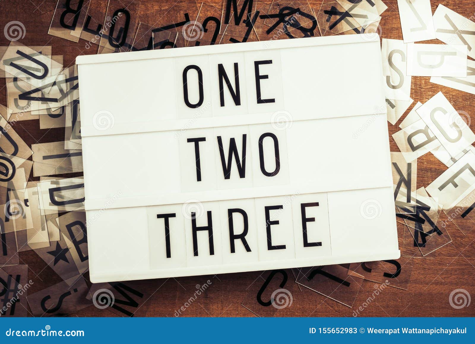 One Two Three Step Words on Lightbox Stock Image - Image of math ...