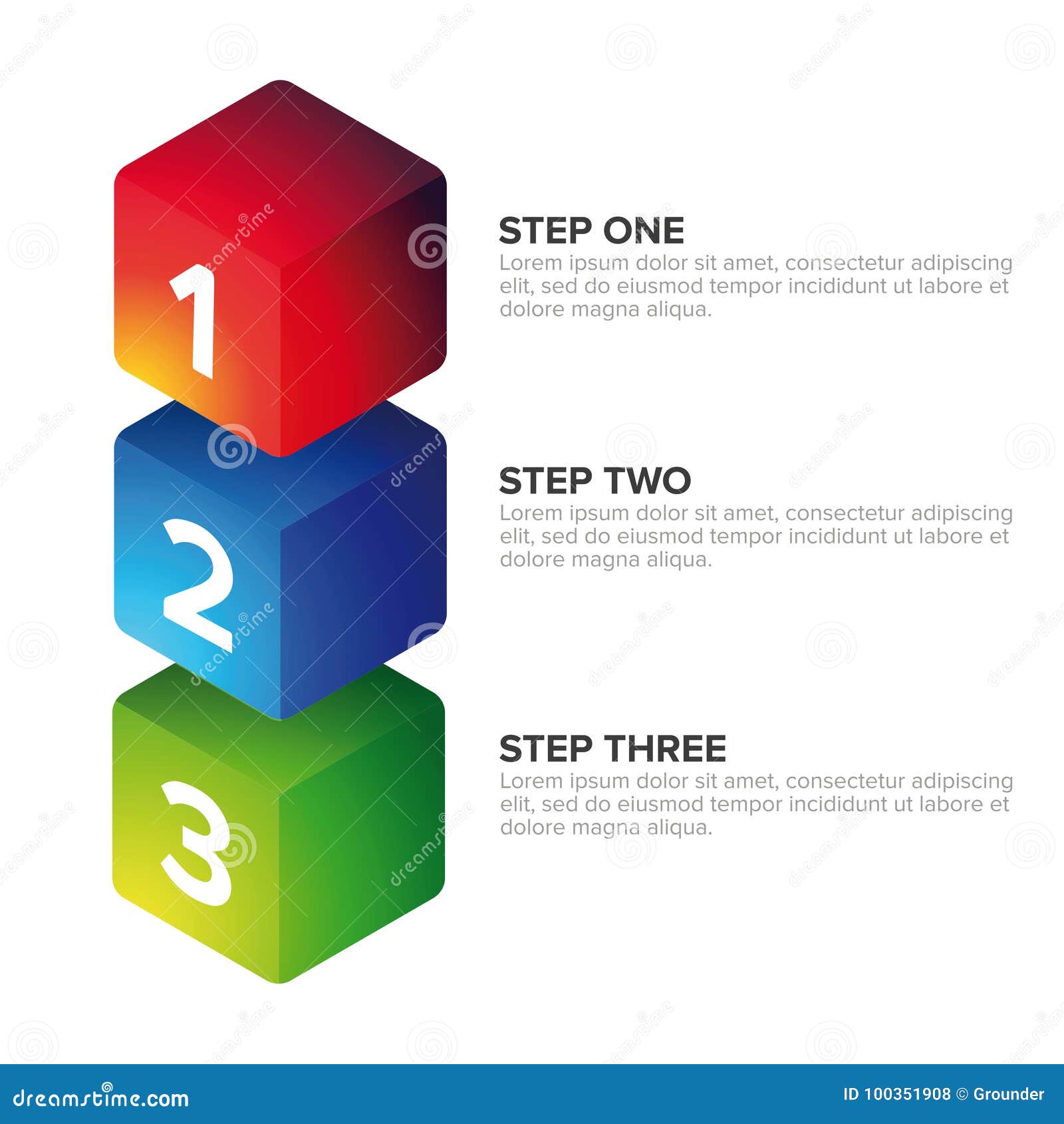 One Two Three steps cubes stock vector. Illustration of four - 100351908