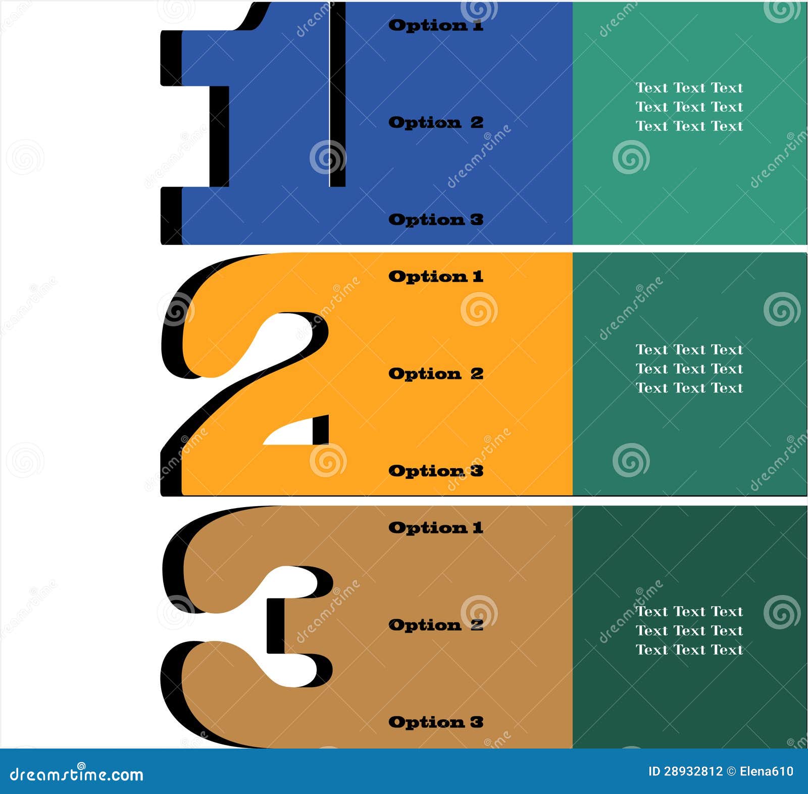 One Two Three Steps Progress Stock Vector - Illustration of page ...