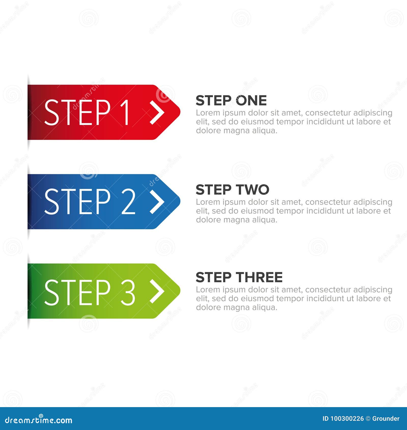 One Two Three steps ribbon stock vector. Illustration of progress ...