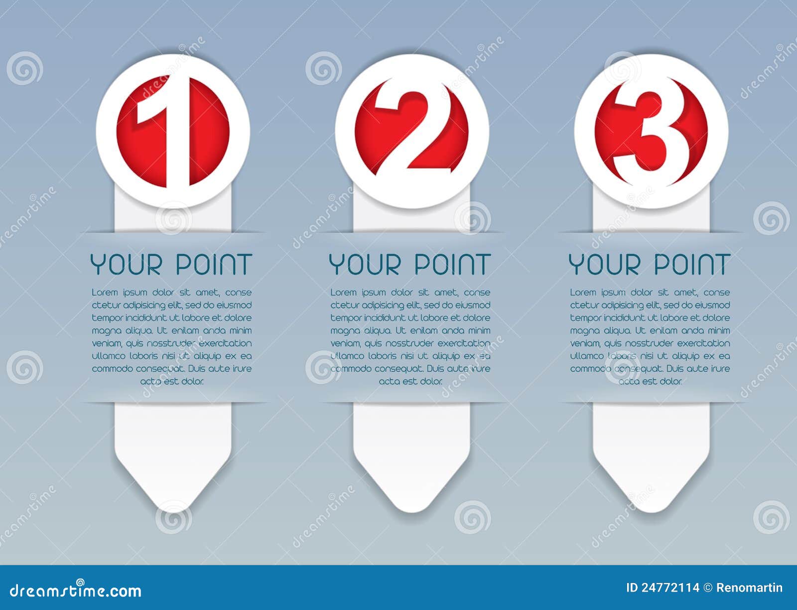 One, Two, Three Vector Progress Icons in White Stock Vector ...