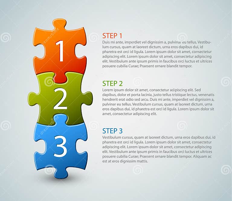 One Two Three - Vector Puzzle Pieces with Numbers Stock Vector ...