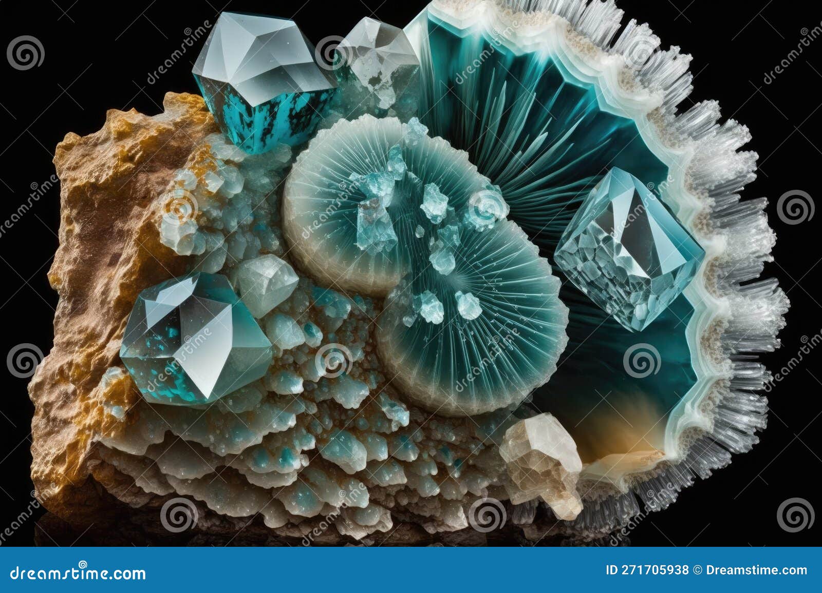 One Type of Cryptocrystalline Quartz is Agate. Crystals of Aquamarine ...