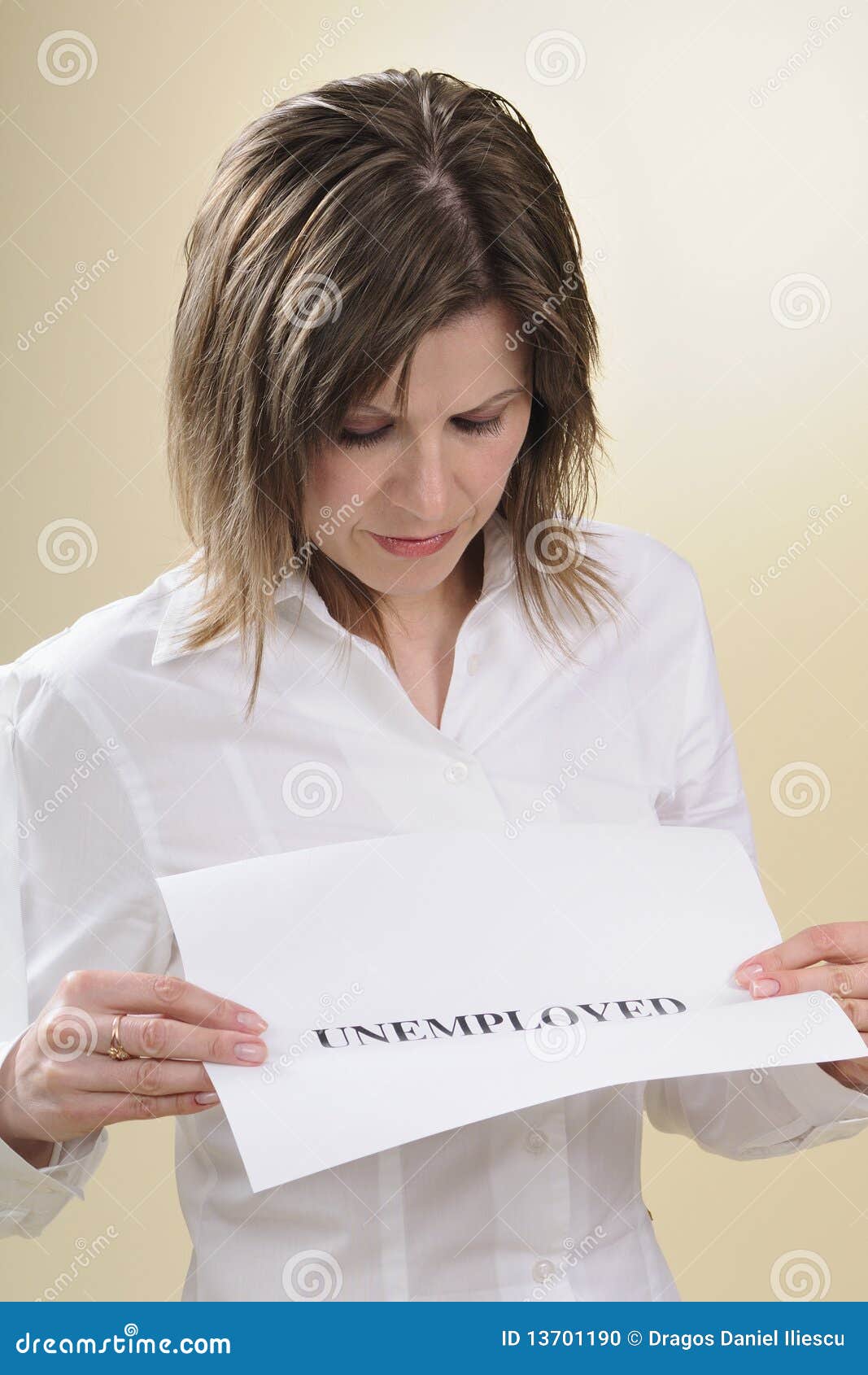 One Unemployed Woman Portrait Profile Stock Photo - Image of business ...