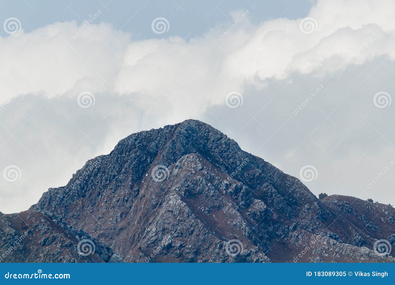 One Unique Hill Peak with Blue Sky and Clouds in the Background -nature ...