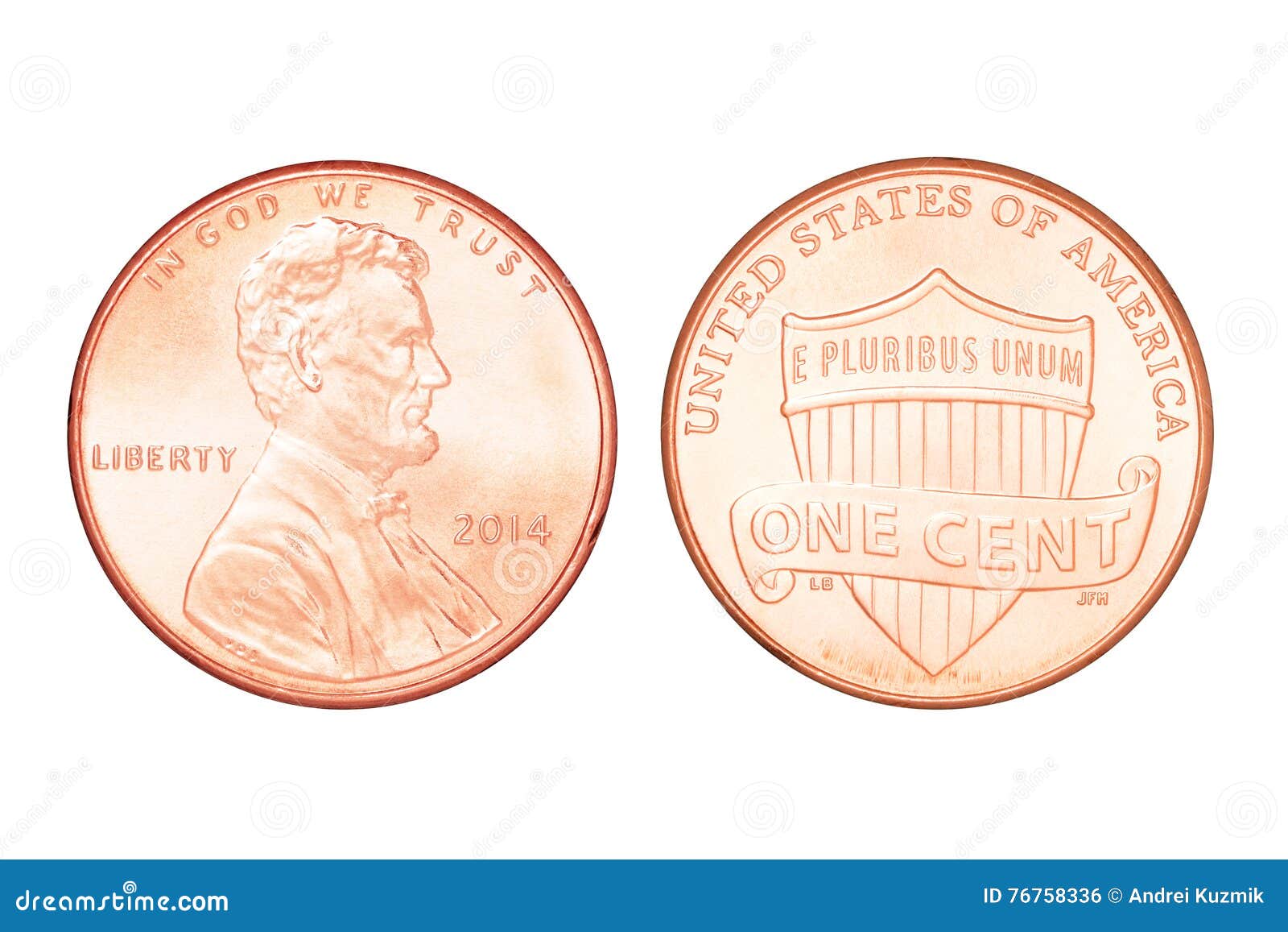One US cent isolated stock photo. Image of wealth, macro - 76758336