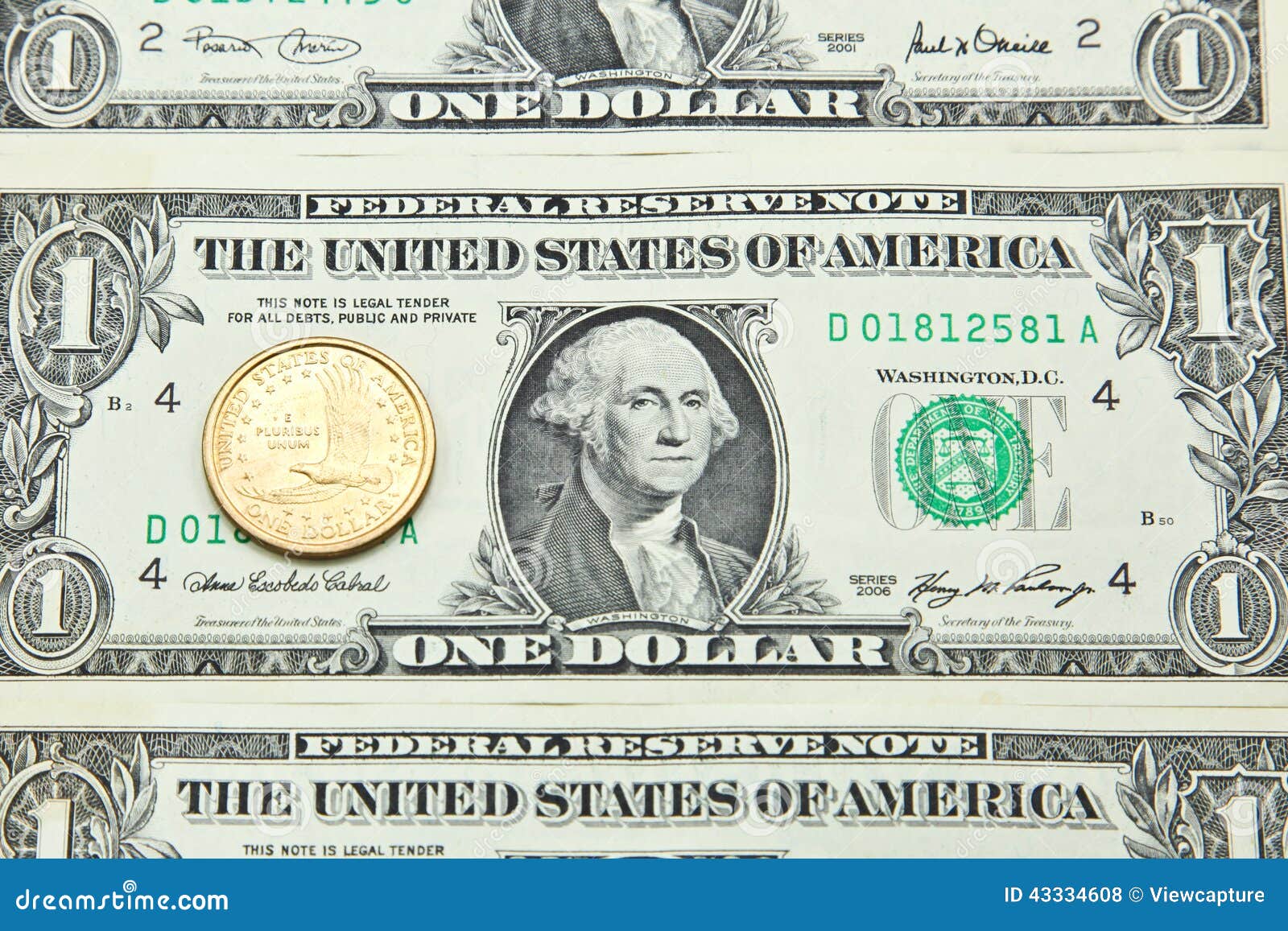 One US Dollar Banknotes and Coin Stock Photo - Image of prosperity ...