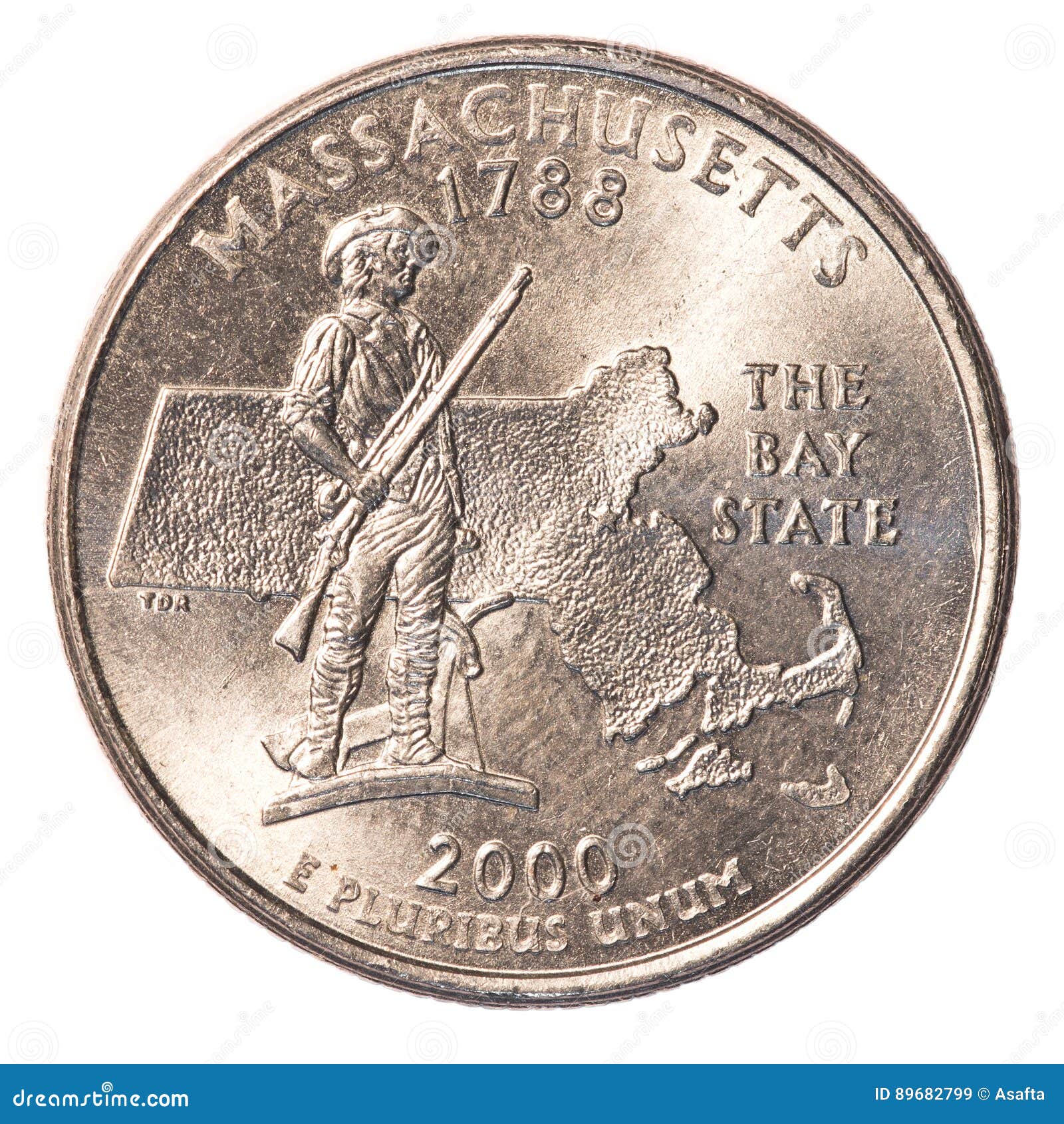 One US Quarter Coin - State of Massachusetts Stock Image - Image of ...