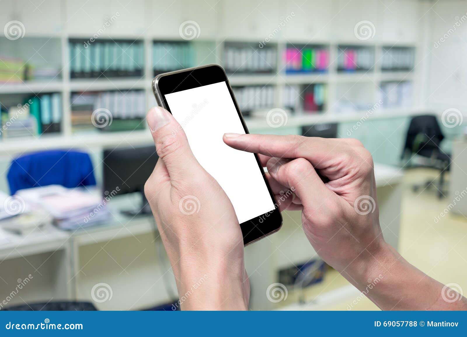 One Using Smartphone in Office Stock Photo - Image of empty, display ...
