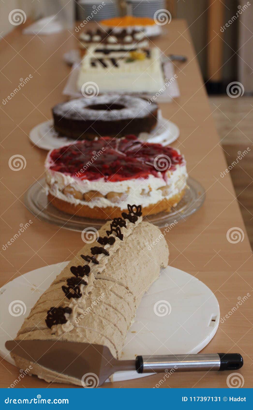 Cake table stock image. Image of pastries, cherry, festive - 117397131