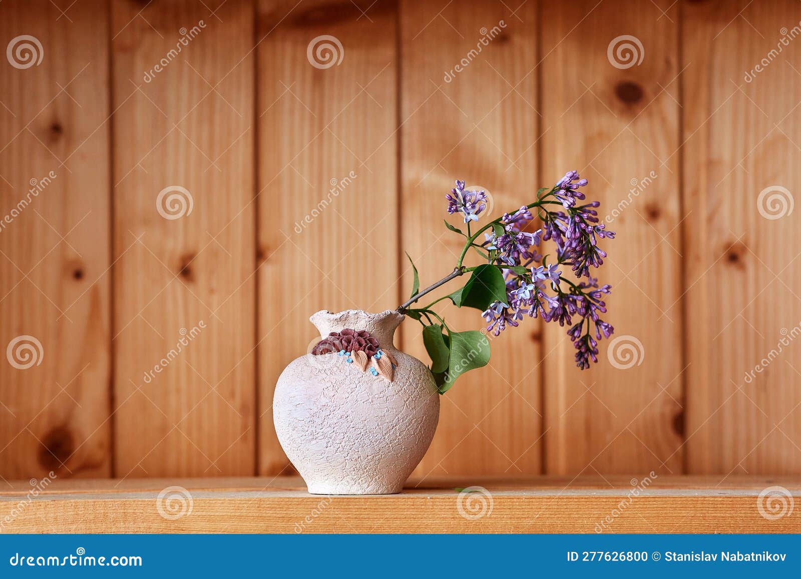 One Vase with Flowers at Wooden Background Stock Photo - Image of ...