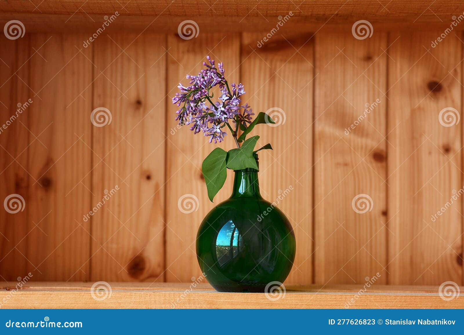 One Vase with Flowers at Wooden Background Stock Image - Image of ...