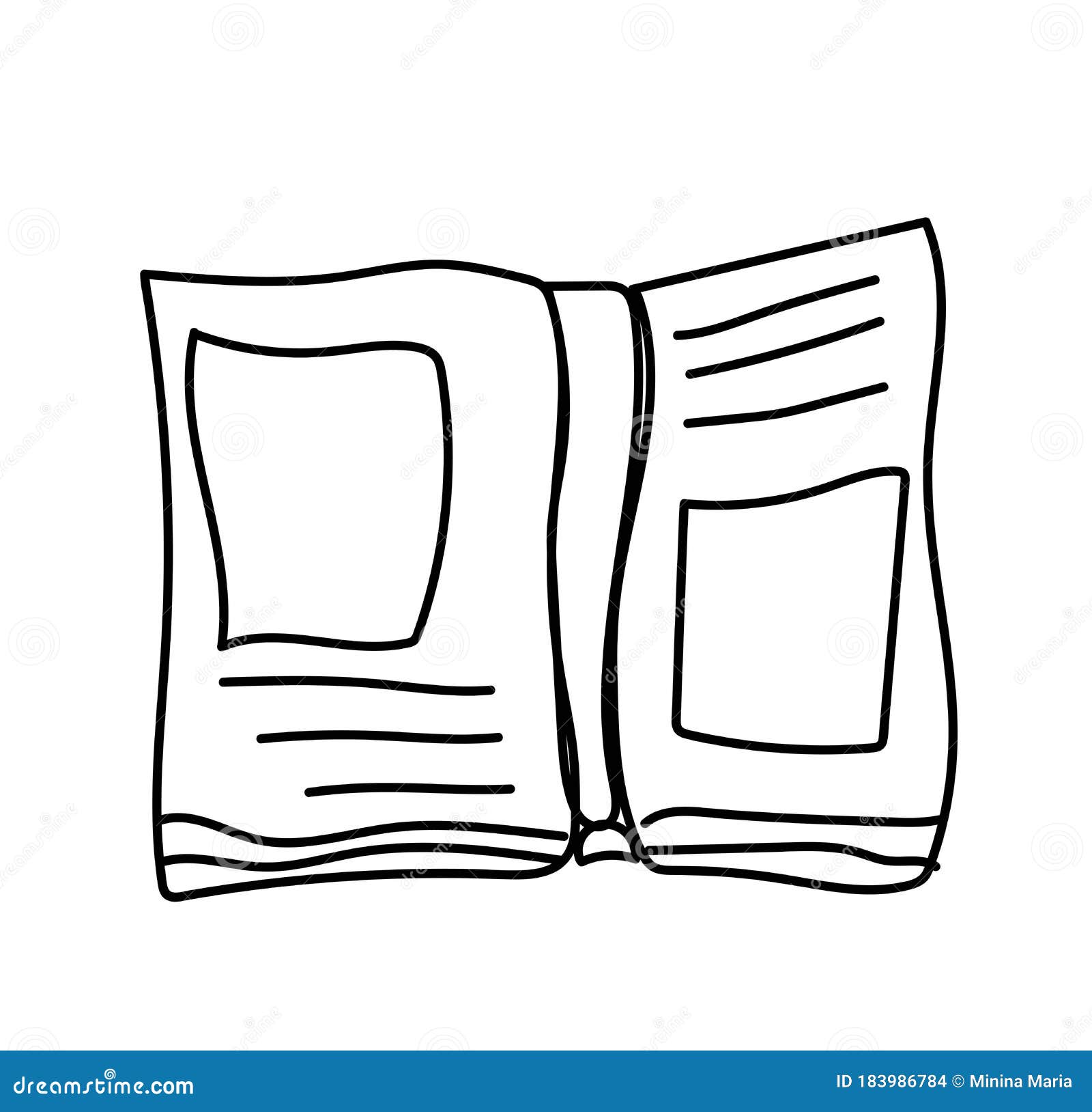 One Vector Open Book Hand Drawn Black Line.a Thing and an Accessory ...