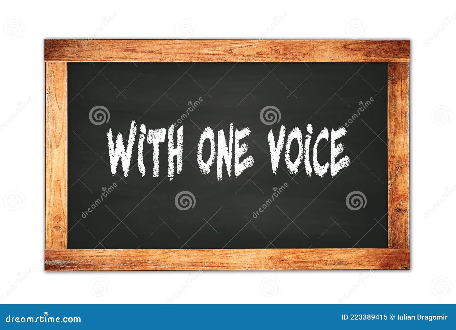 With ONE VOICE Text Written on Wooden Frame School Blackboard Stock ...