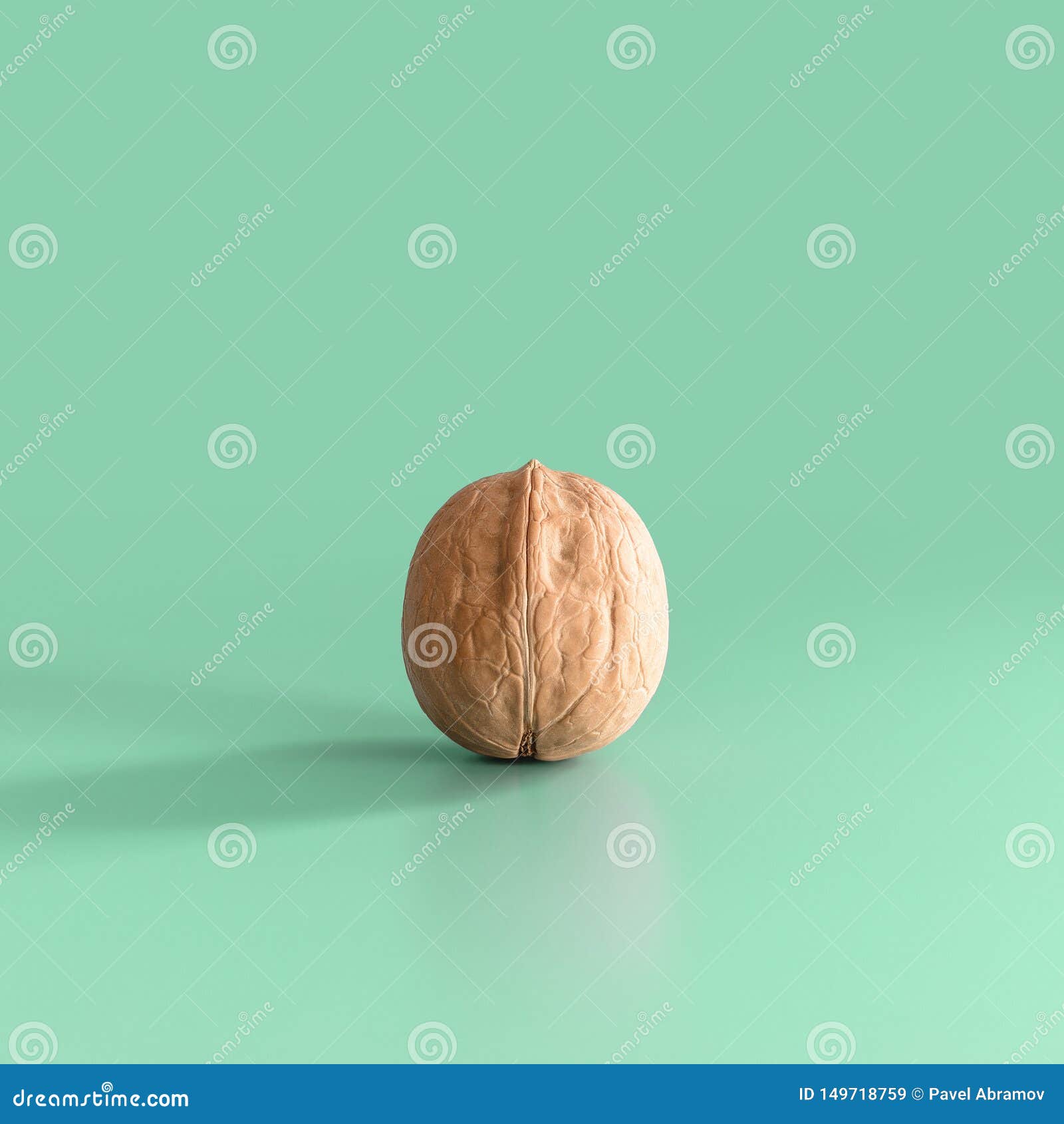 One Walnut on a Green Background Stock Image - Image of break, hard ...