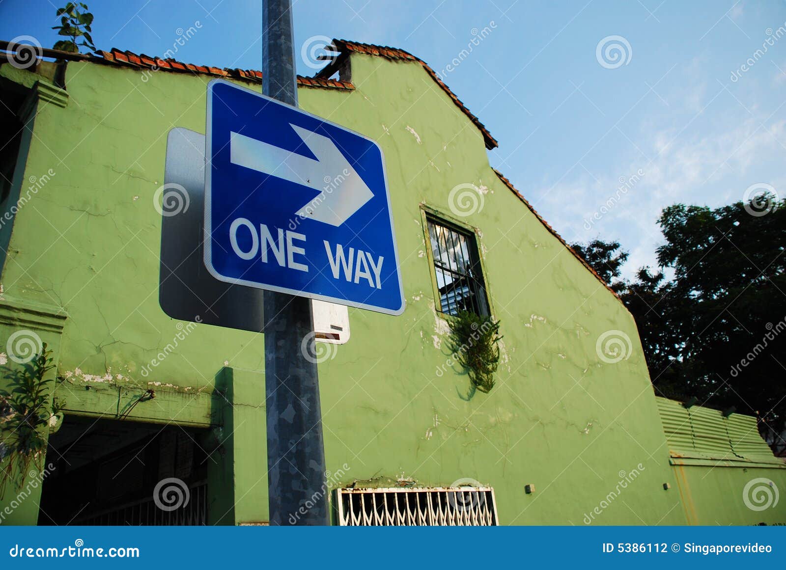 One Way stock photo. Image of building, directional, lamp - 5386112