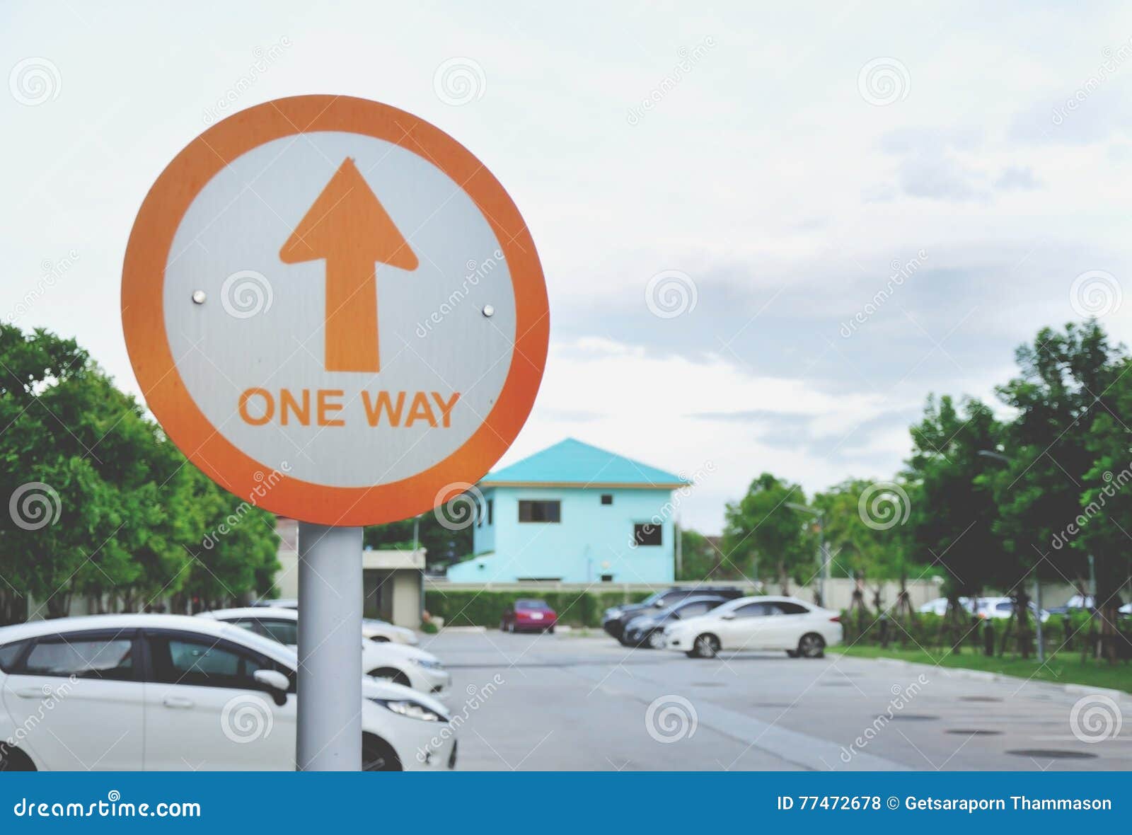 One Way Board in Parking Background Stock Photo - Image of sign, board ...