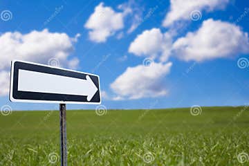 One Way Direction Sign and Landscape Stock Photo - Image of four, blue ...