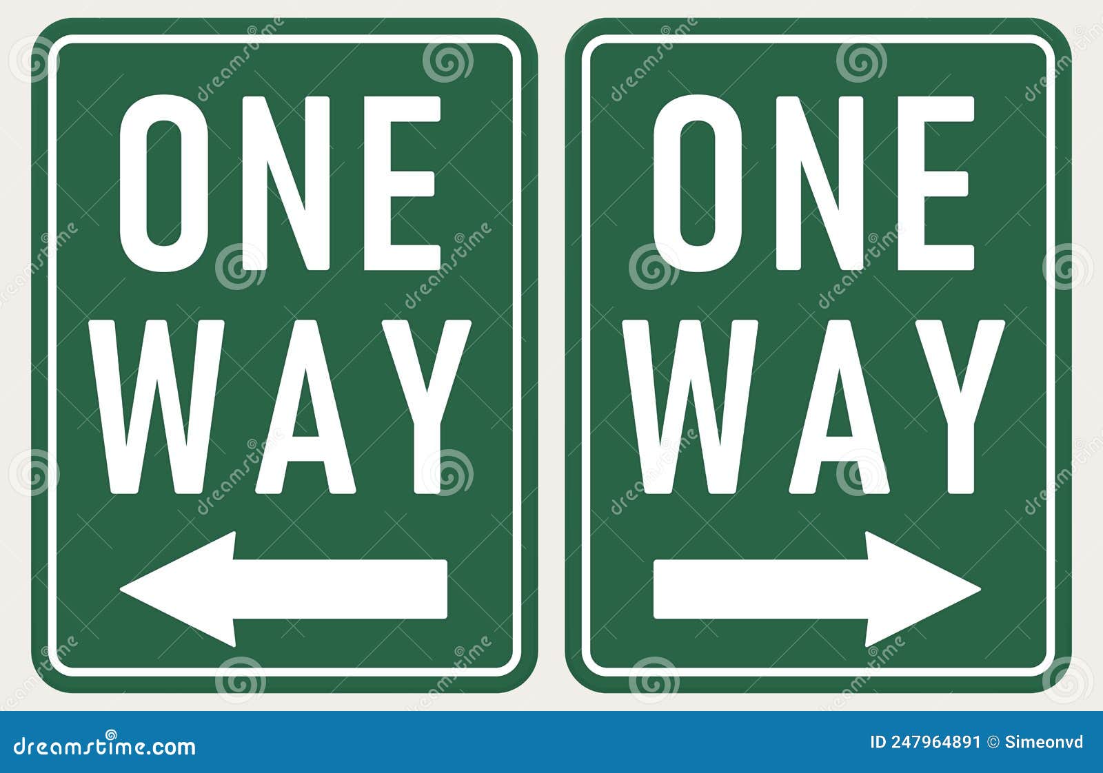 One Way Green Sign . Direction Road Sign. Vector Illustration Stock ...