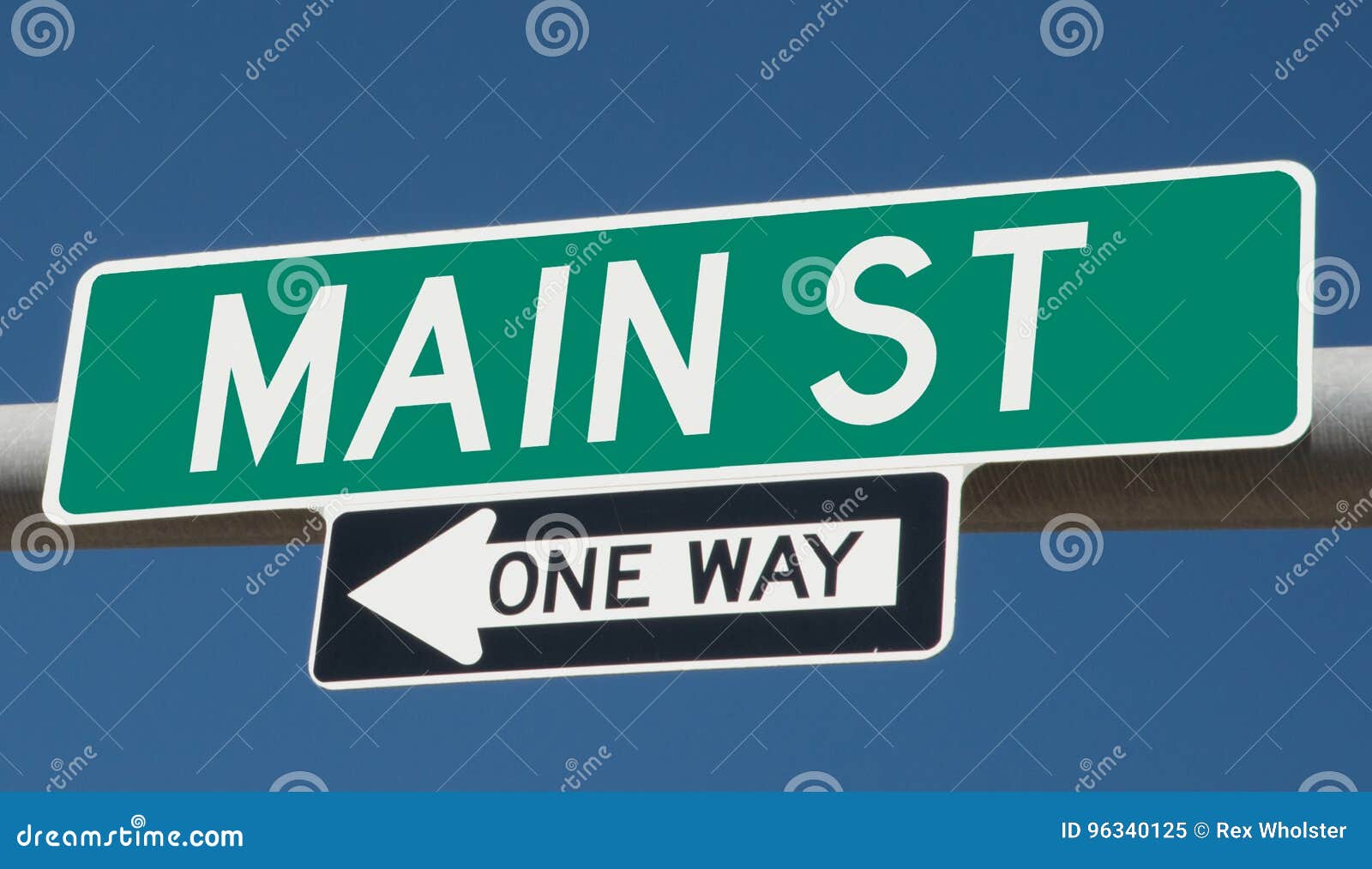 One-way Main Street Road Sign Stock Illustration - Illustration of road ...