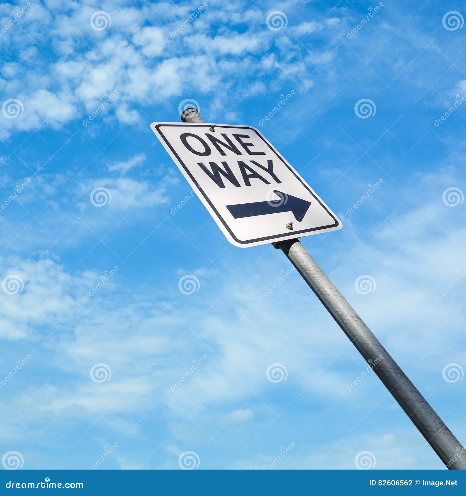 One Way Road Sign on Blue Sky Background Stock Photo - Image of ...