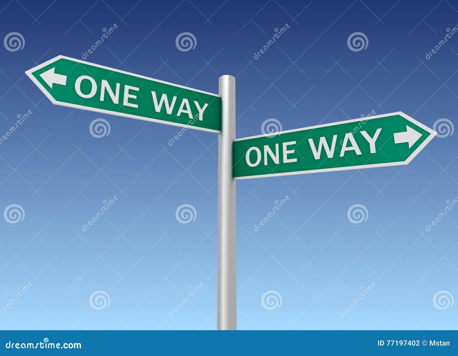 One Way Road Sign 3d Illustration Stock Illustration - Illustration of ...