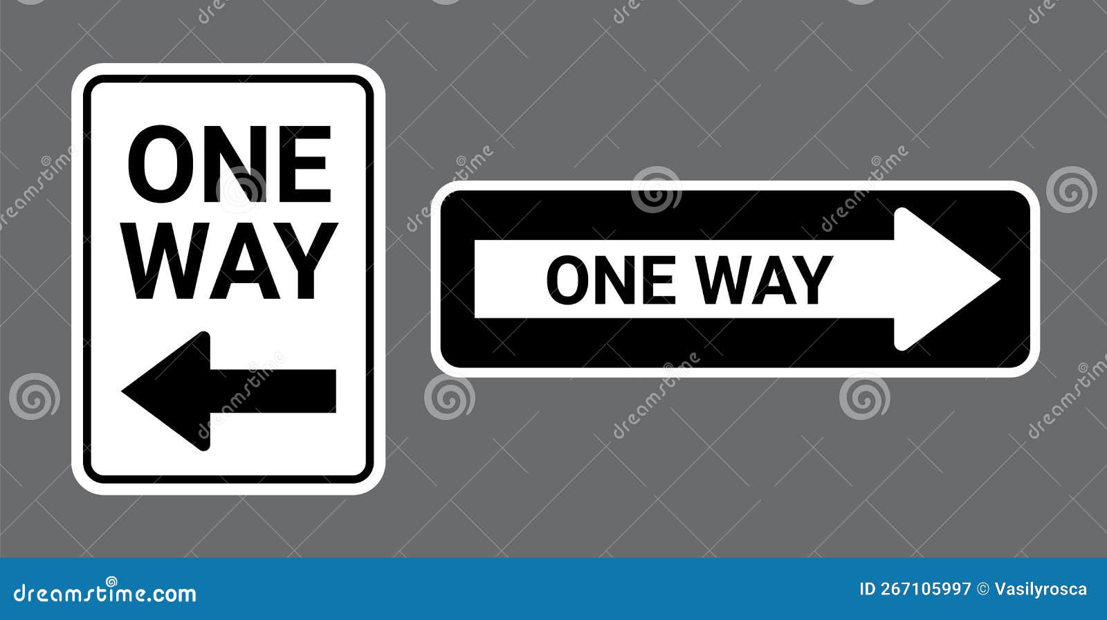 One Way Road Sign. Traffic Direction Vector Arrow Board One Way Sign ...