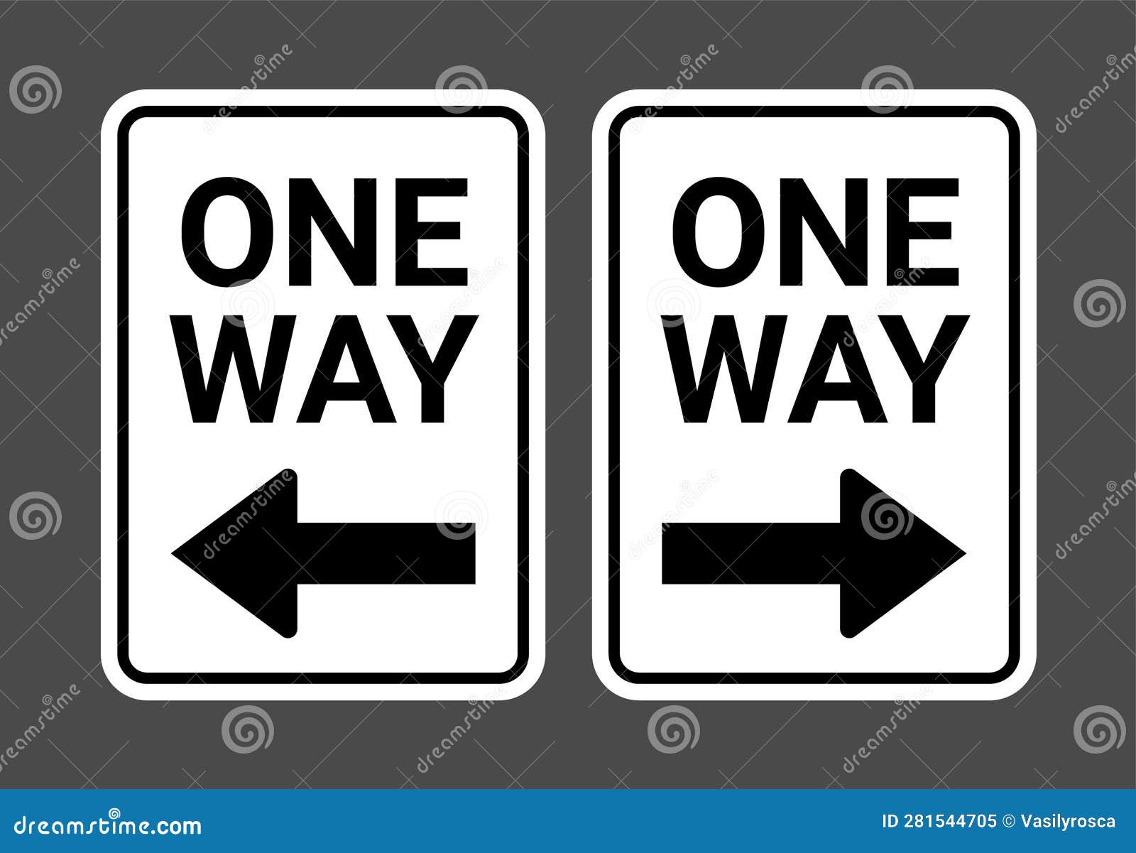 One Way Road Sign. Traffic Direction Vector Arrow Board One Way Sign ...