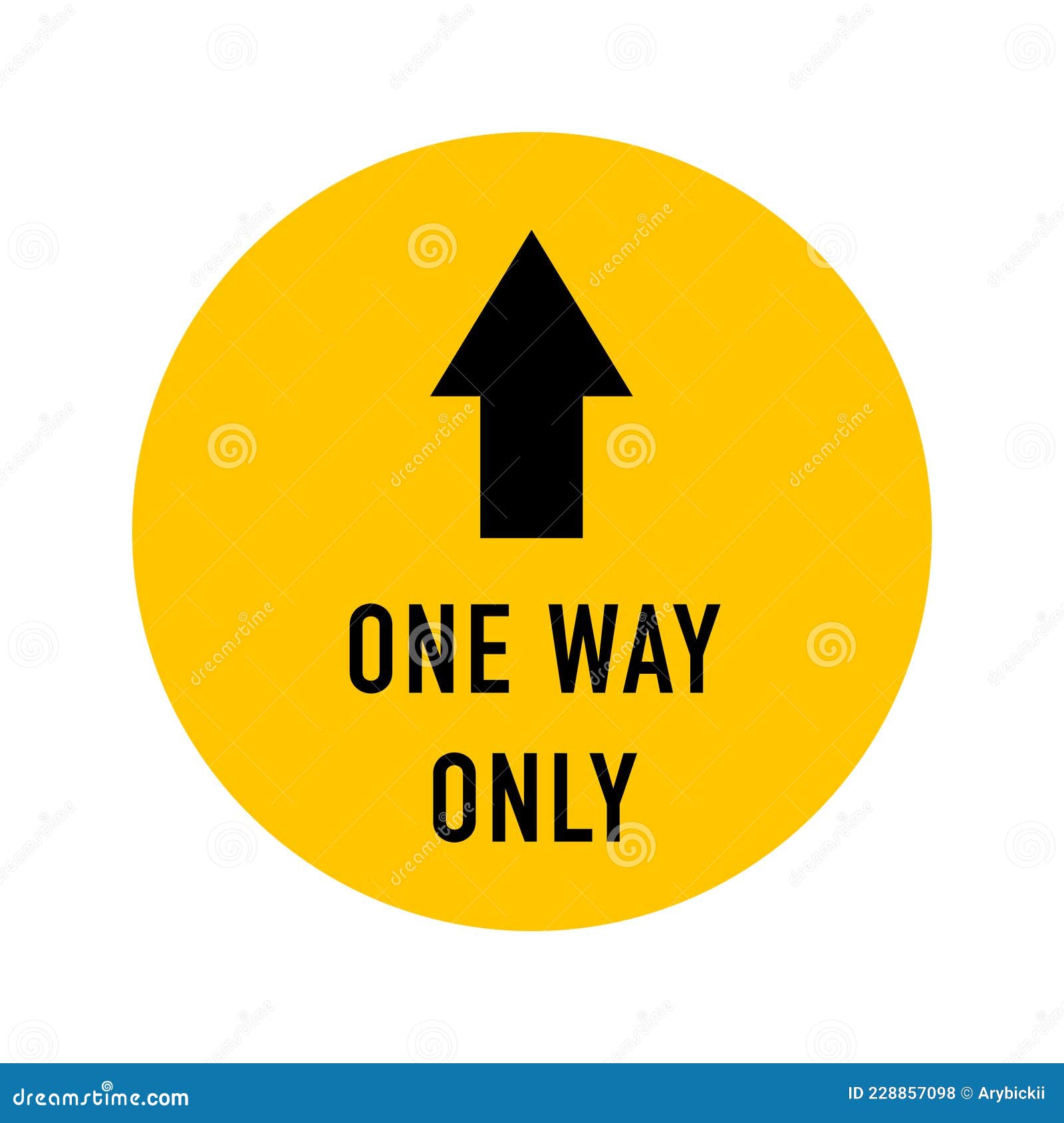 One Way only Round Floor Marking Sticker Icon Stock Vector ...
