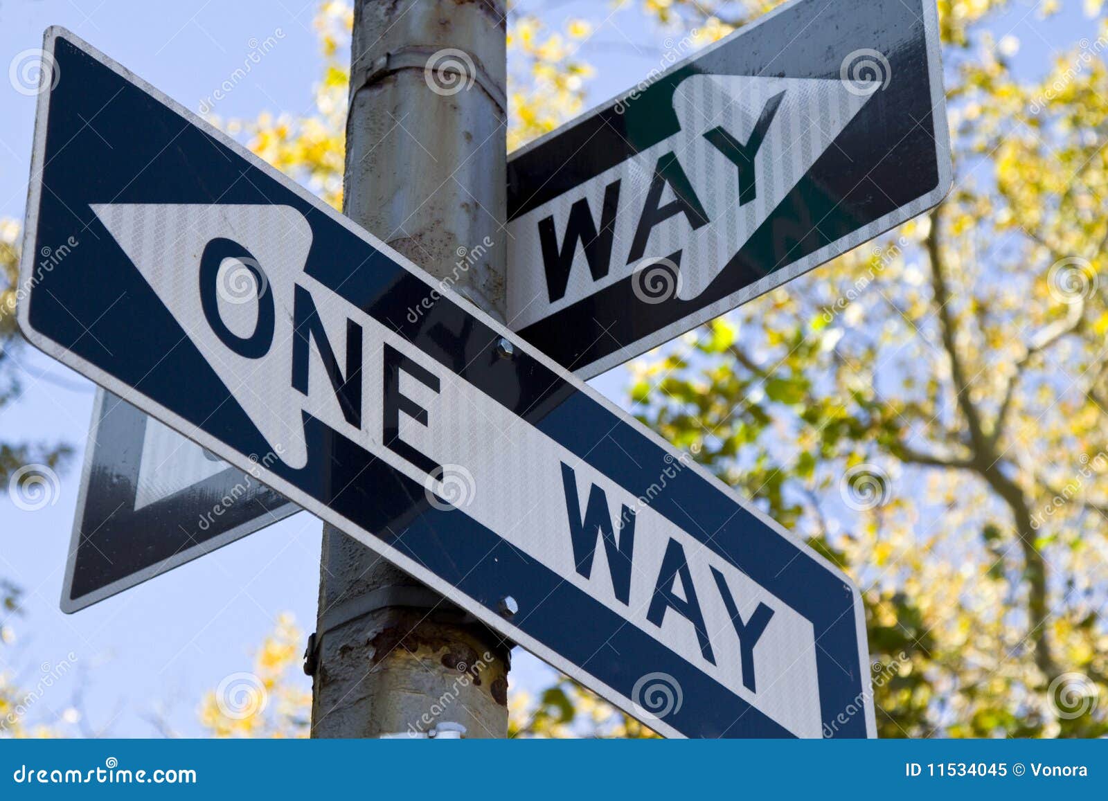 One way sign stock image. Image of foliage, leaves, road - 11534045