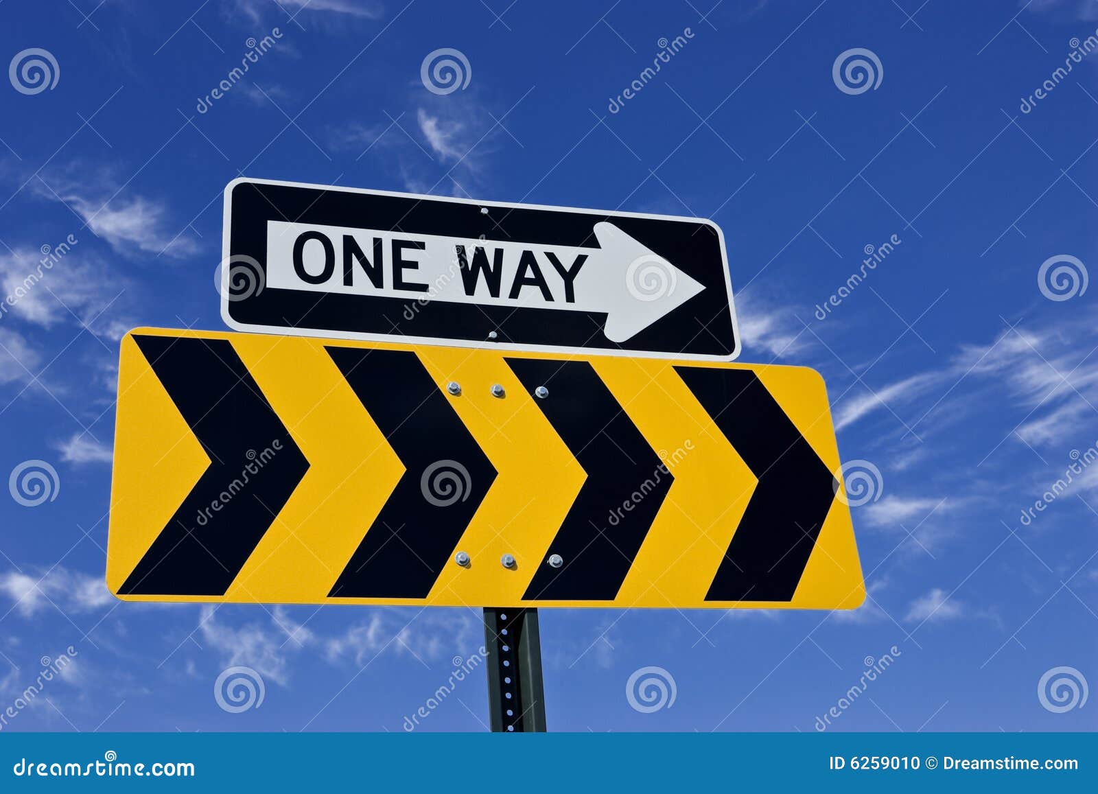 One way sign stock photo. Image of yellow, exit, clouds - 6259010