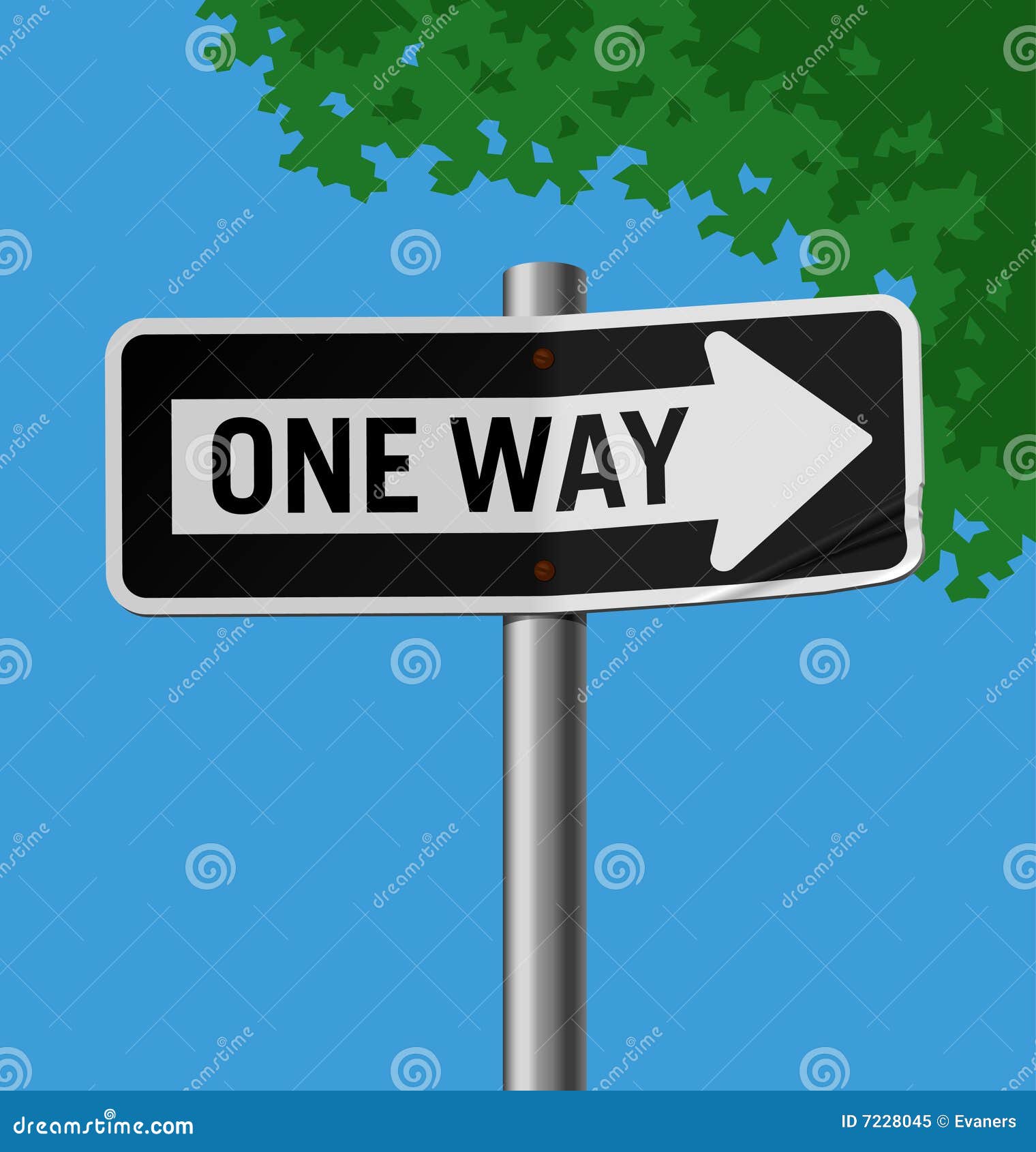 One Way Sign stock vector. Illustration of blue, metal - 7228045