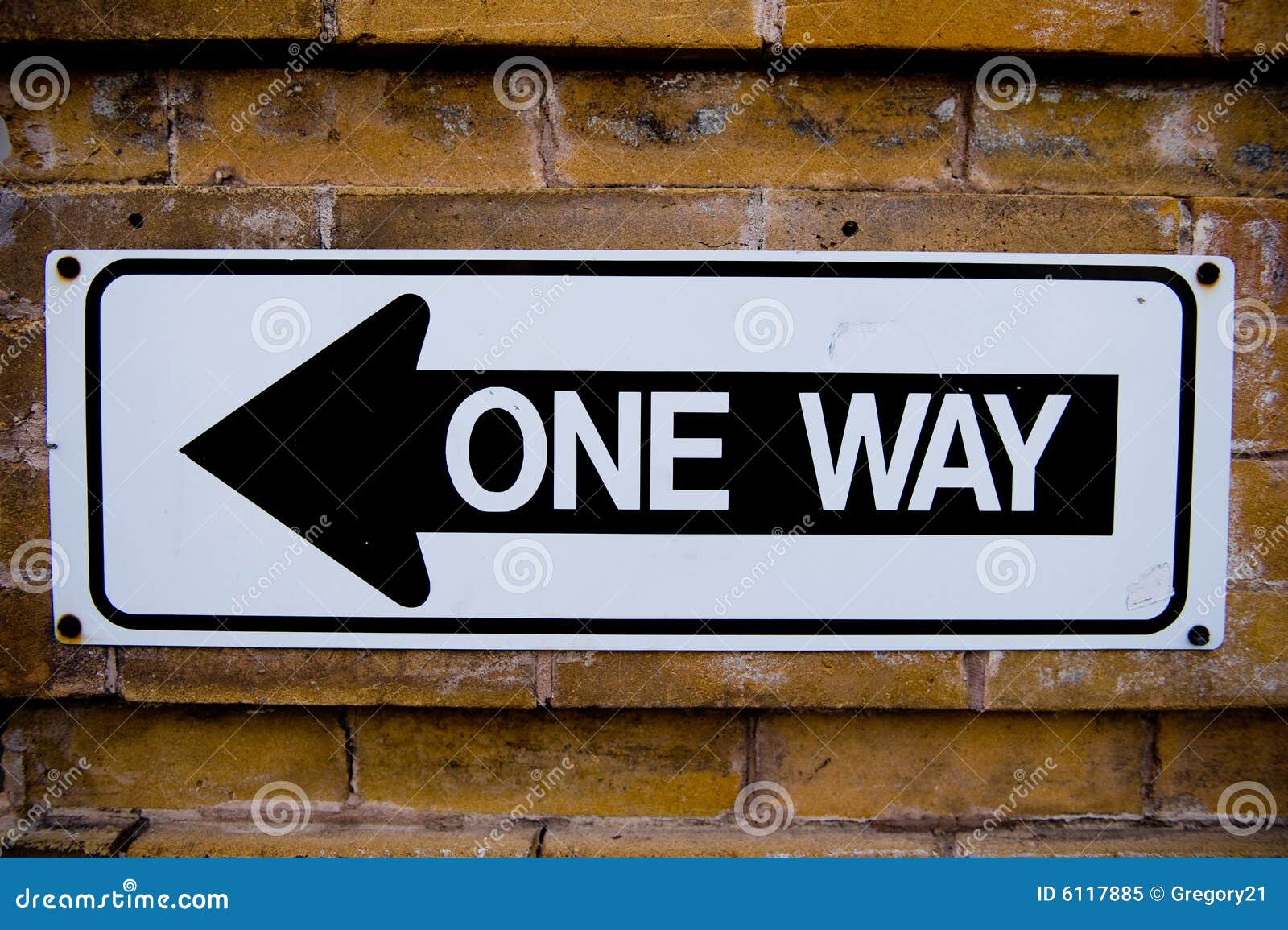 A One Way Sign Against a Brick Wall Stock Image - Image of arrow ...