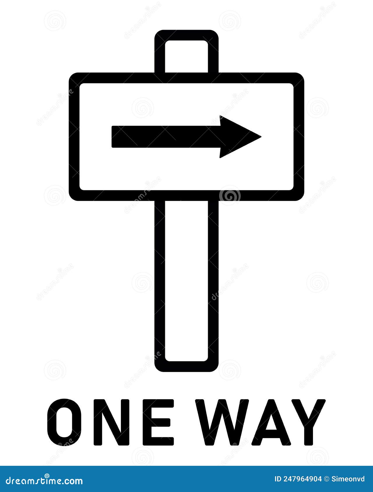 One Way Sign. Arrow on Direction Plane. Vector Illustration Stock ...