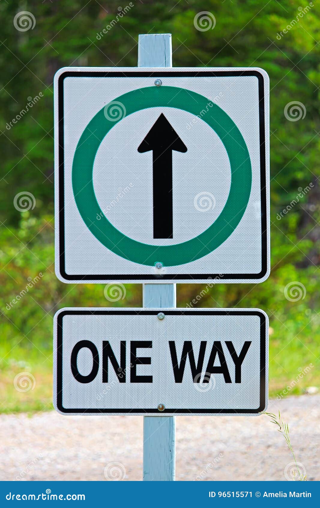 A One Way Sign with Arrow Indicating Straight Ahead Stock Image - Image ...