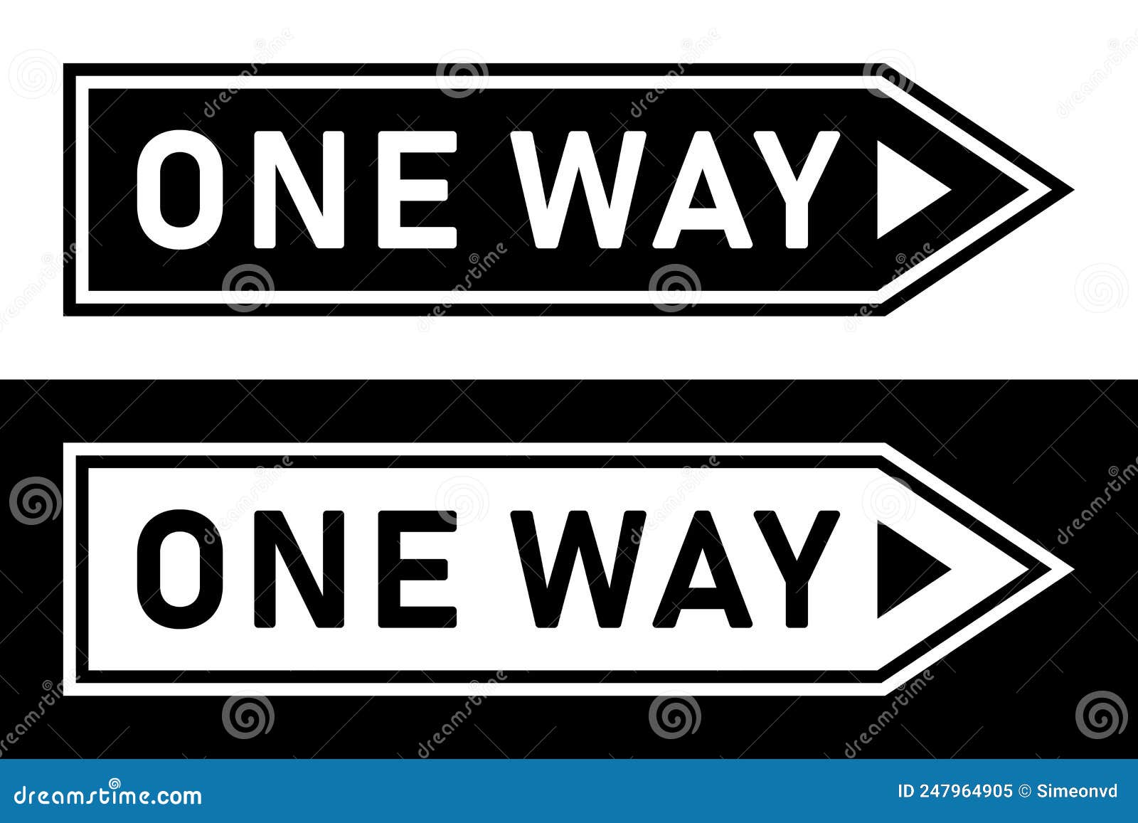 One Way Sign. Black and White Road Direction Arrow Sign. Vector ...