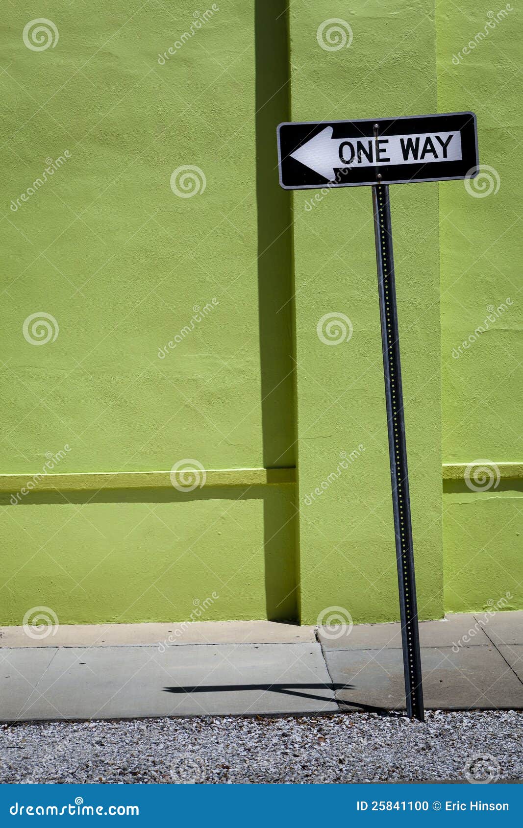 One Way Sign & Green Wall Stock Photo - Image of wall, outside: 25841100