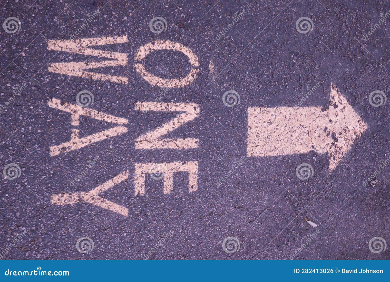 One Way Sign Painted on Walkway Sideways View Stock Photo - Image of ...