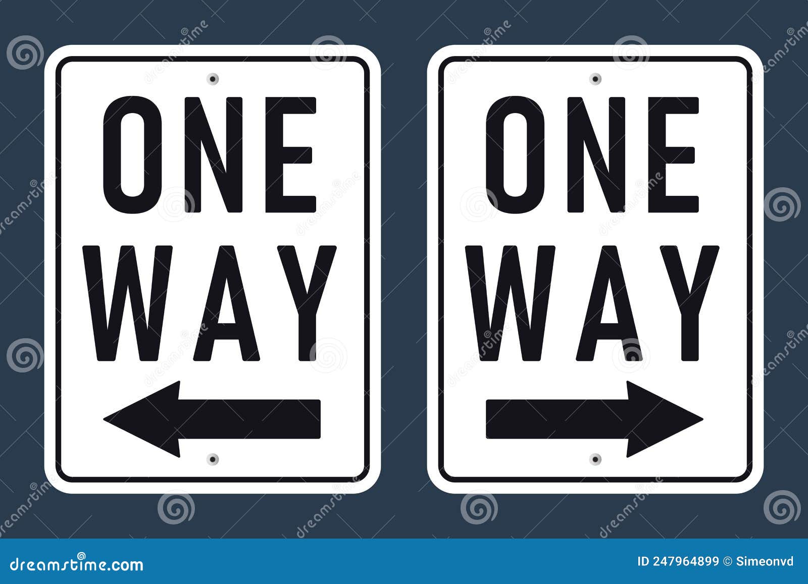 One Way Sign. Right and Left Road Direction Arrow Sign. Vector ...