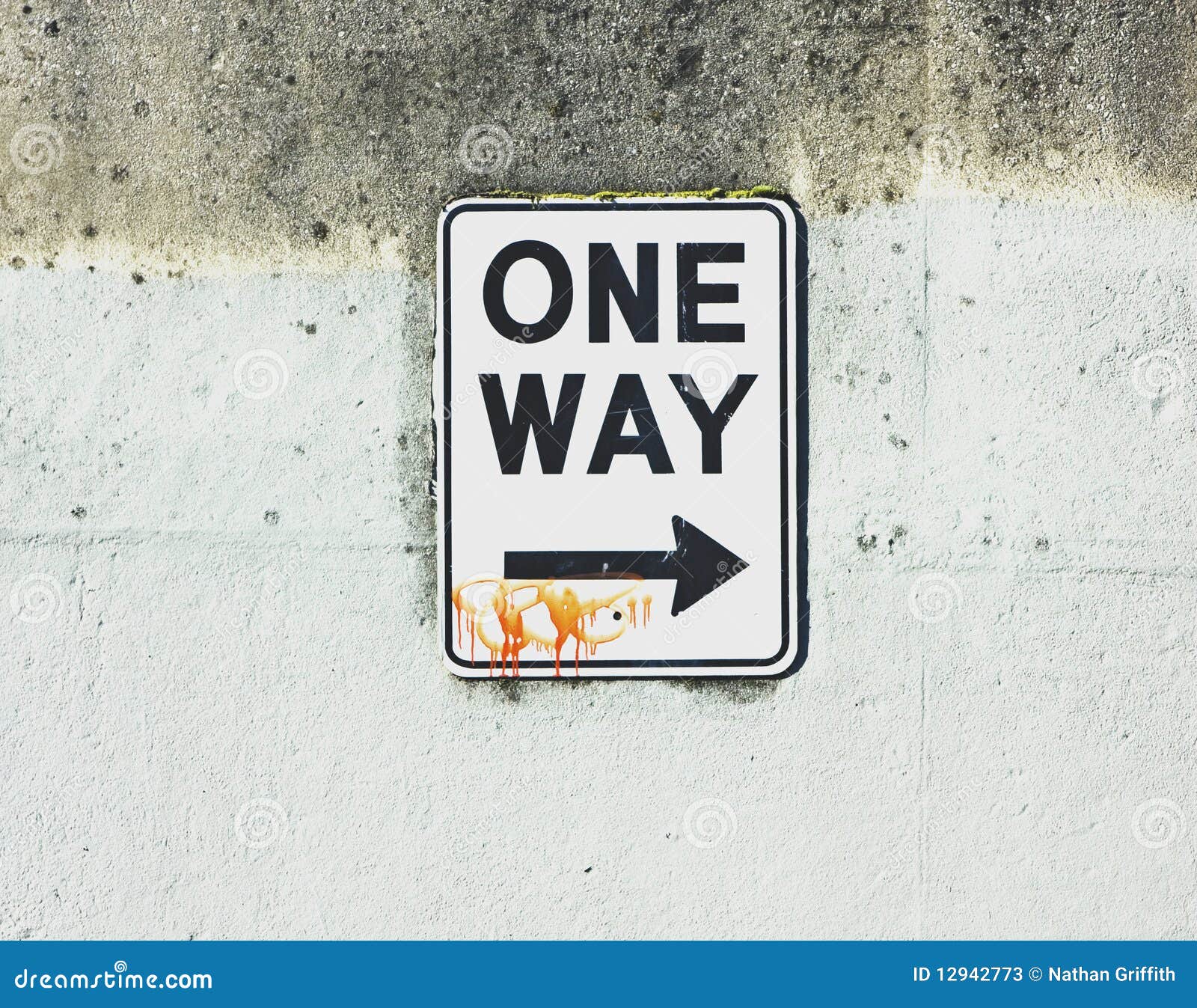 One way sign with tag stock image. Image of words, paint - 12942773