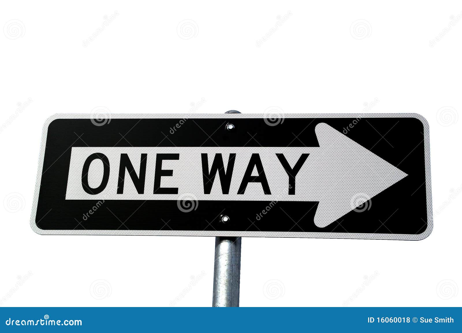 One Way Sign on White stock photo. Image of metal, attached - 16060018