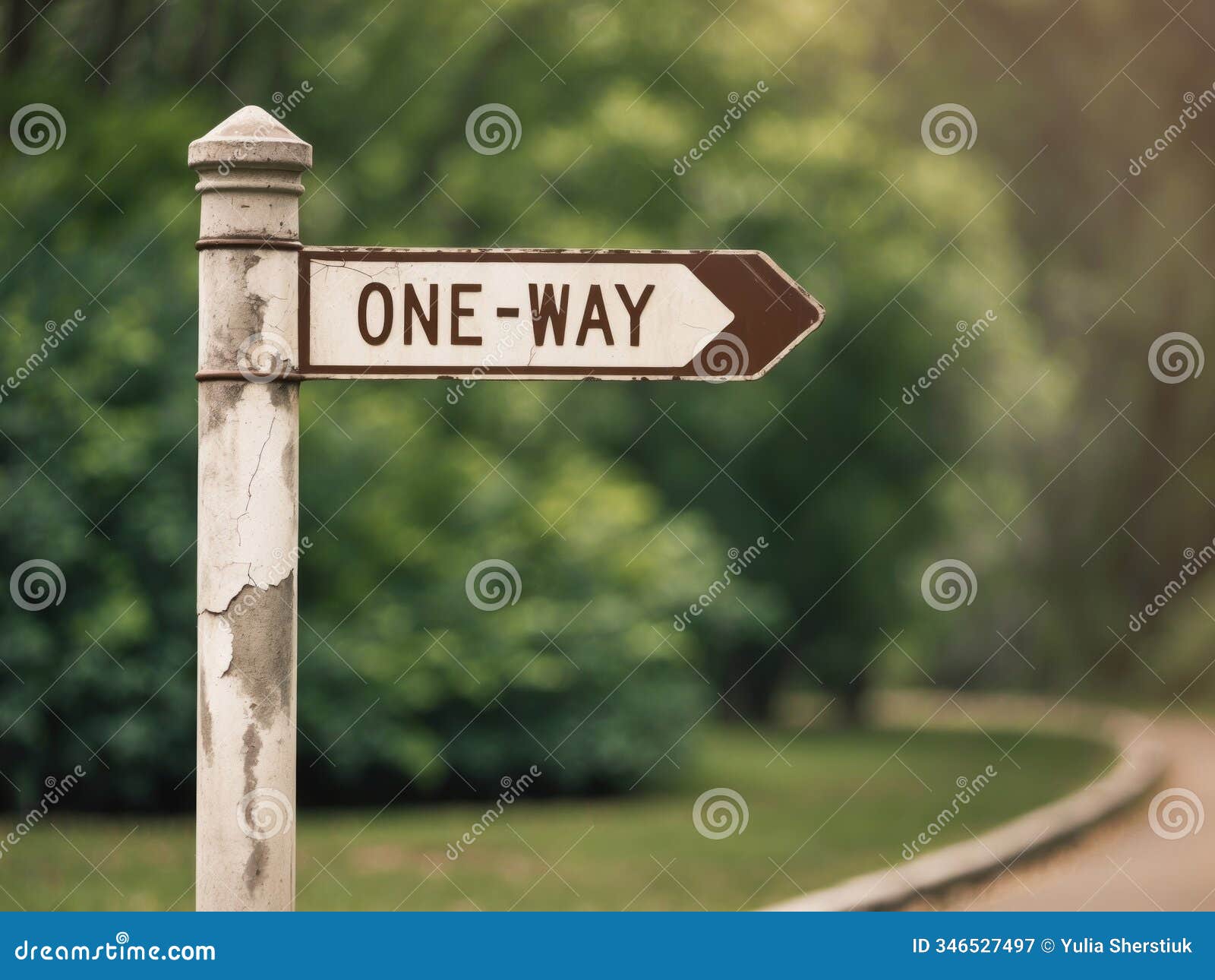 One Way Signpost in Park Surrounded by Greenery. Stock Image - Image of ...