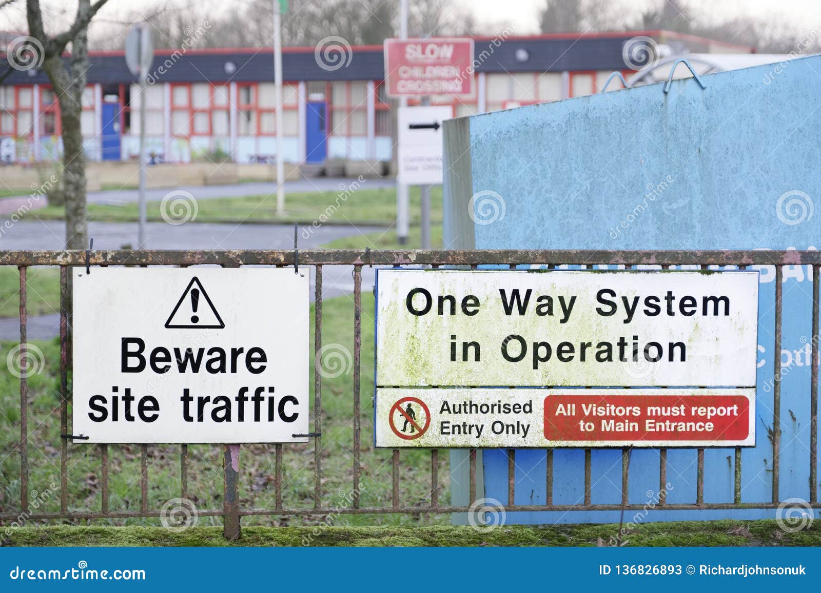 One Way System Operation Construction Site Traffic Sign Stock Image ...