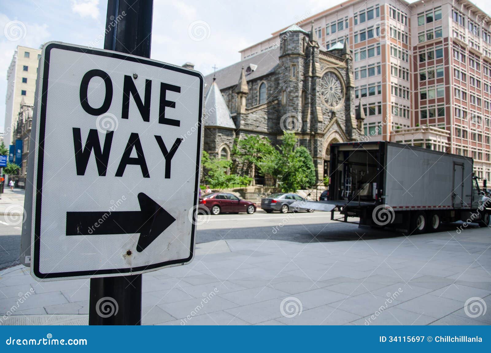 One Way Traffic Sign in the City Stock Image - Image of city, black ...